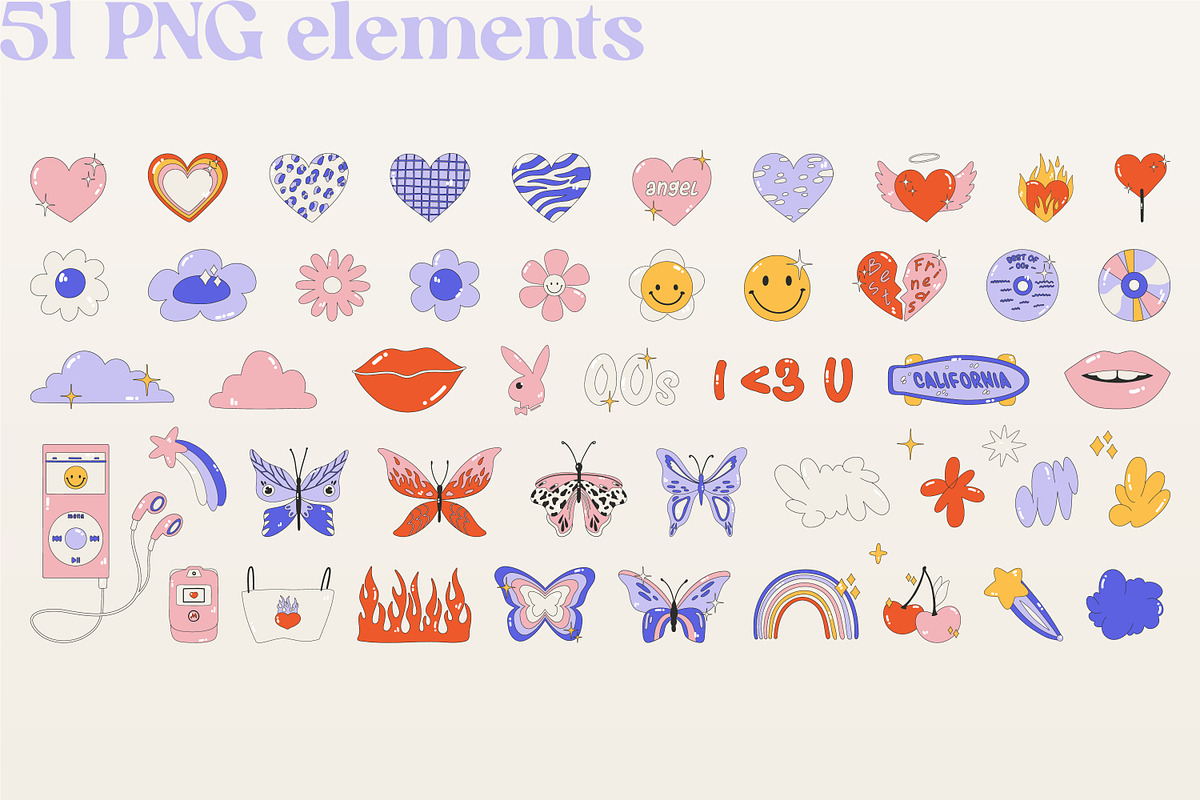 Nostalgia 00s | Graphics & patterns | Creative Market