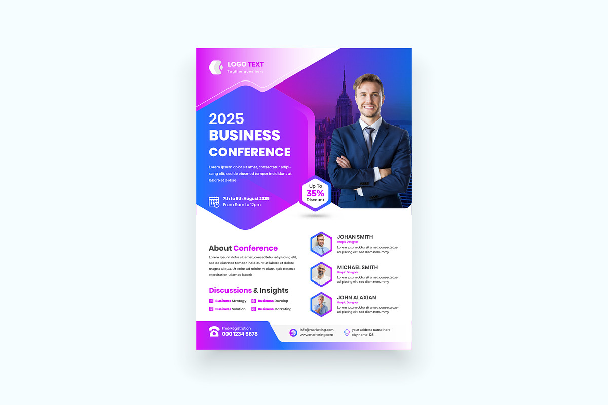 Business Conference Flyer Set Design, a Flyer Template by Mk_Studio