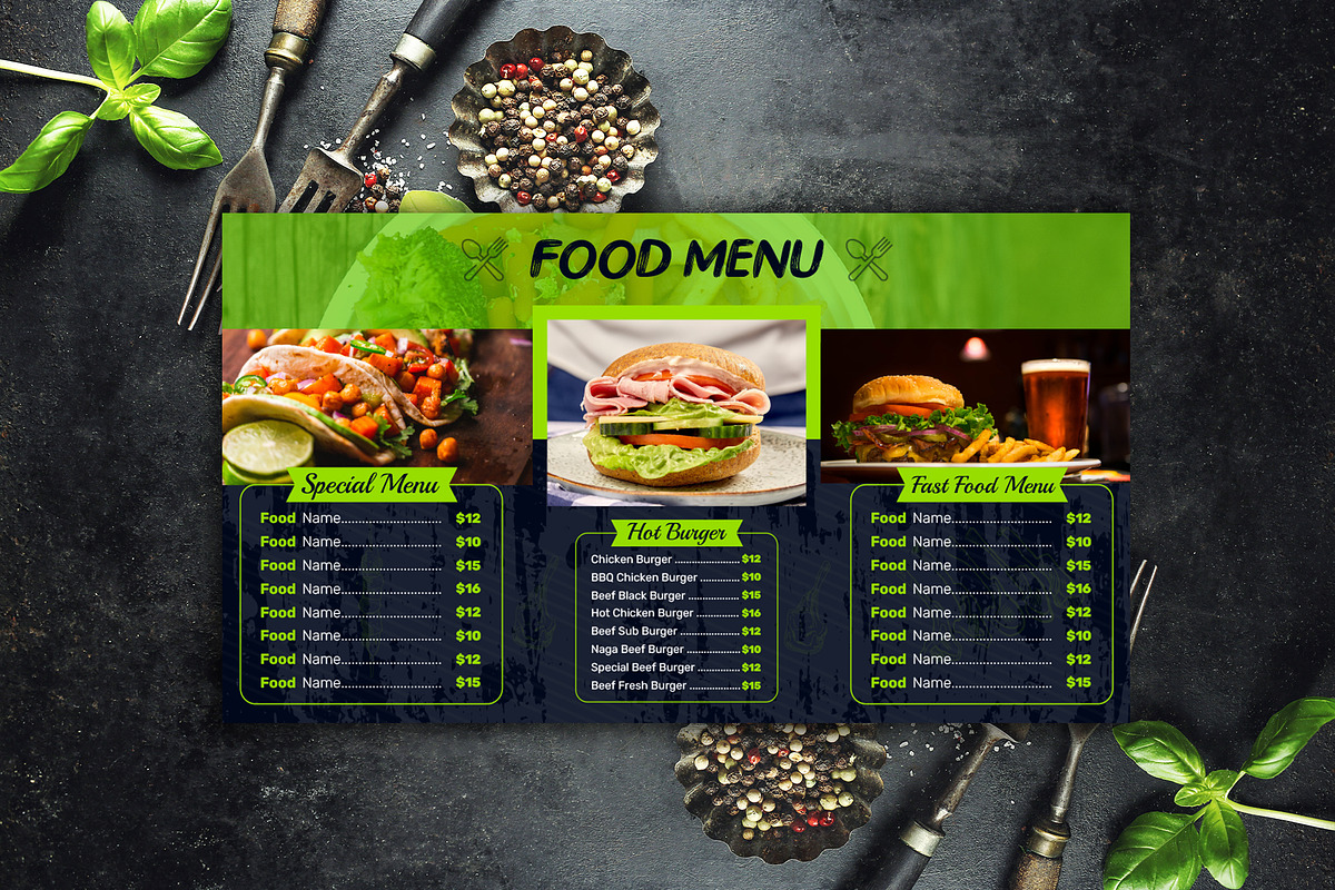 Digital Food Menu Design Template, a Stationery Template by MRI STUDIO ...