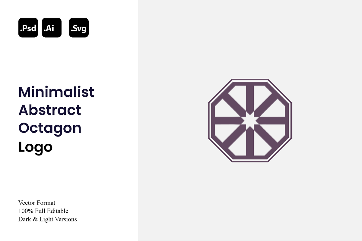 Minimalist Abstract Octagon Logo | Creative Market