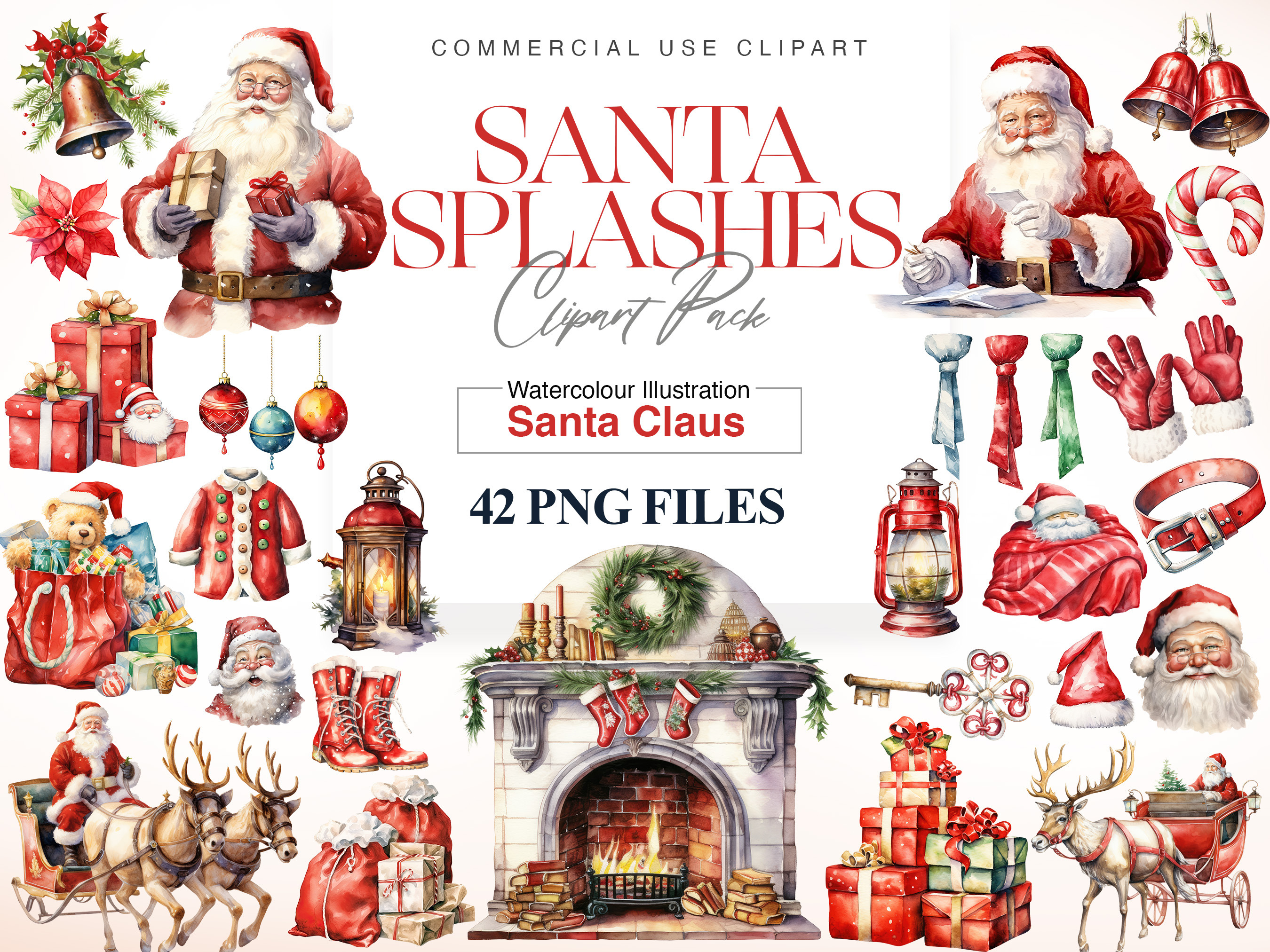 Watercolor Santa Claus Clipart