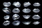 Set of 16 glamour silver lips, a Background Graphic by Rommeo79