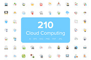 210 Flat Cloud Computing Icons, an Icon by Creative Stall