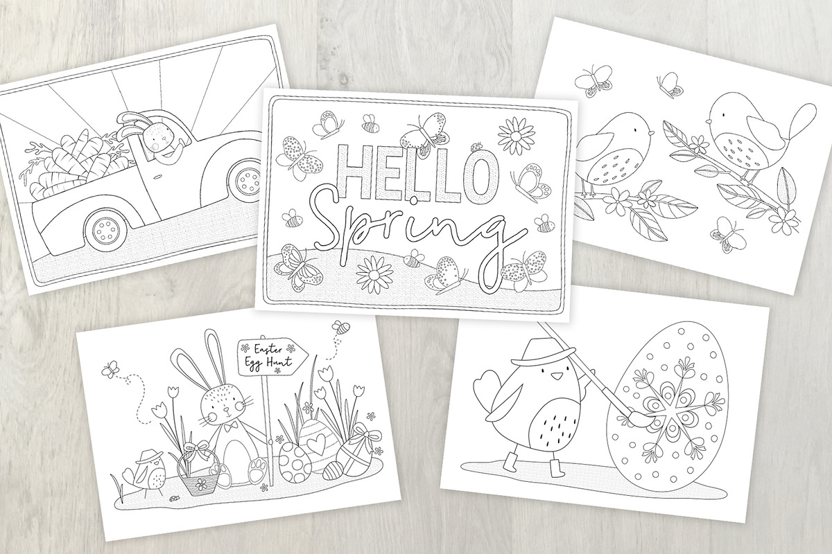 Easter Colouring Pages, an Illustration by Doodle Dibs