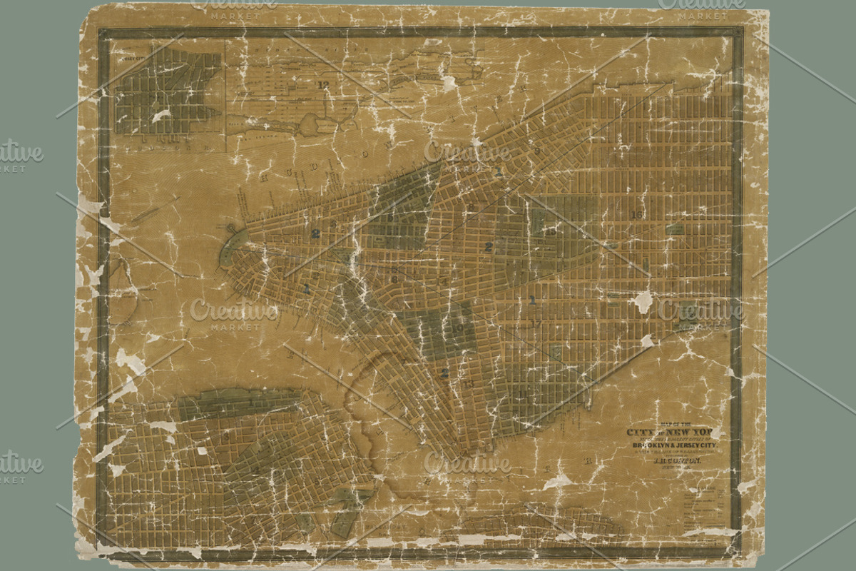 Antique New York City Maps, a Texture Graphic by Blue Line Design