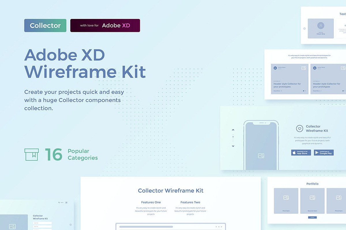 Collector Wireframe Bundle, a Wireframe Template by Creatoly