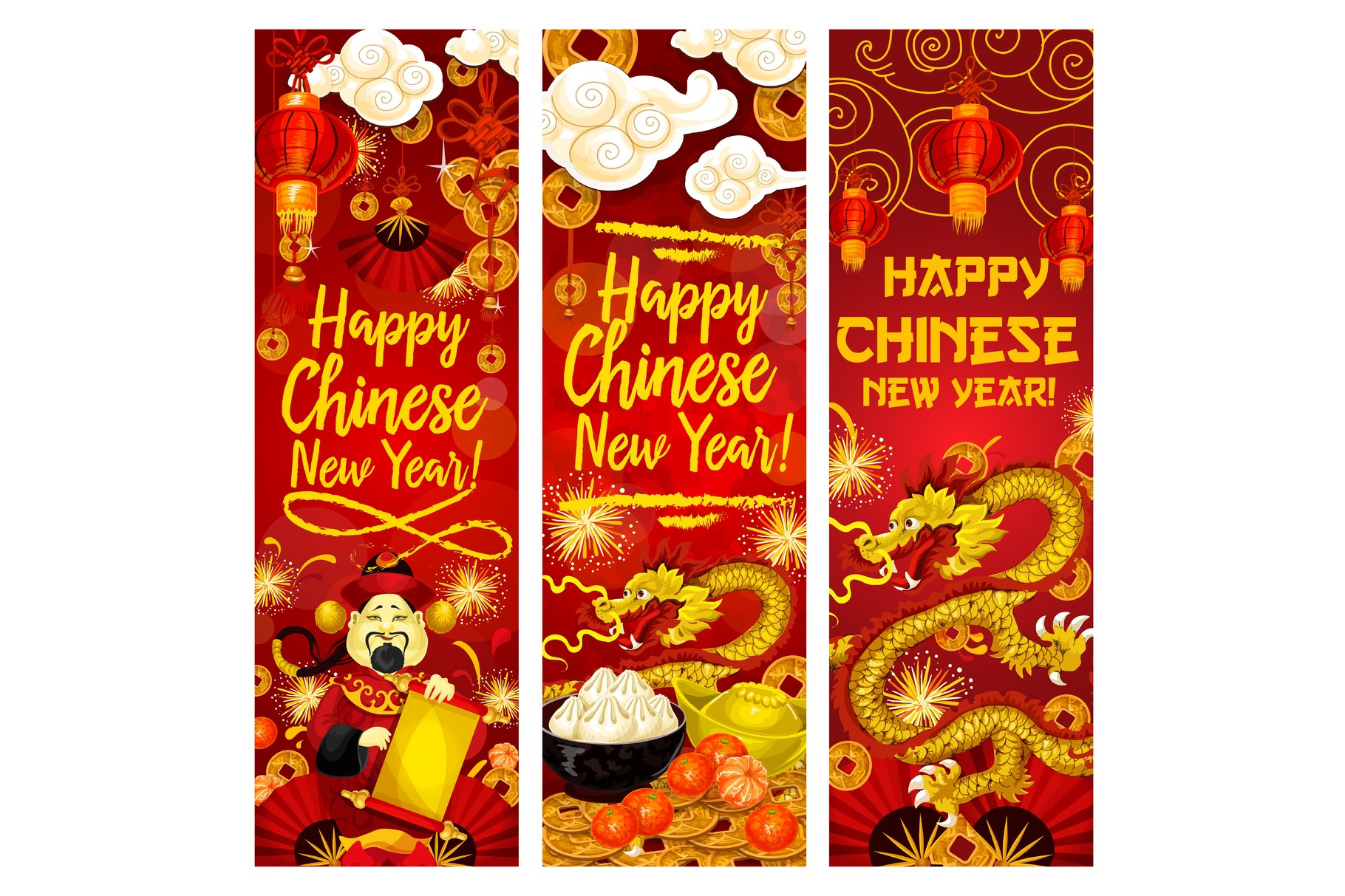 Chinese Lunar New Year greeting banner design, an Illustration by ...