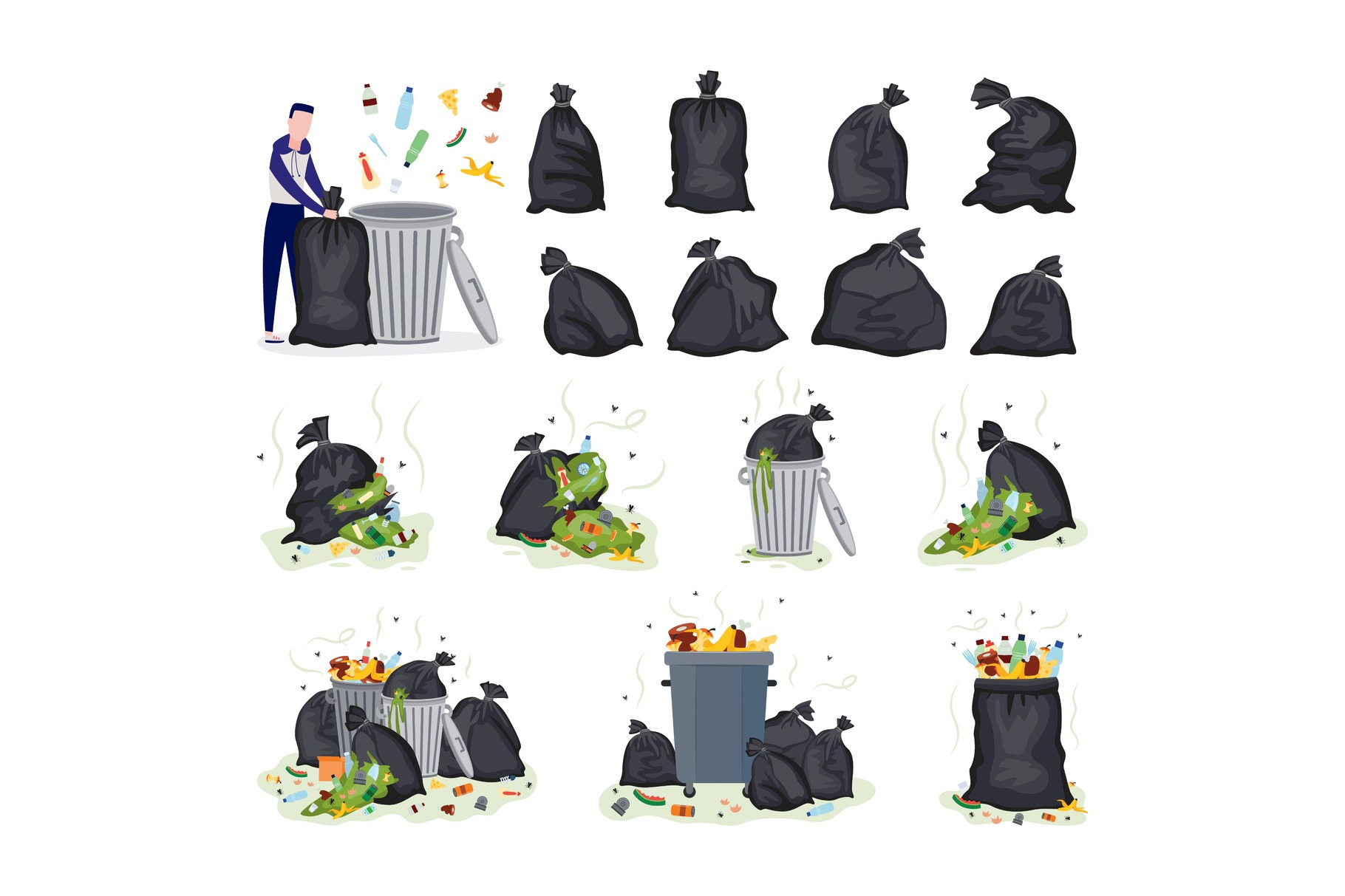 Set of garbage items - plastic bags, an Object Graphic by Sabelskaya ...