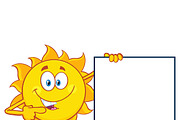 Talking Sun Pointing To A Blank Sign, an Illustration by HitToon