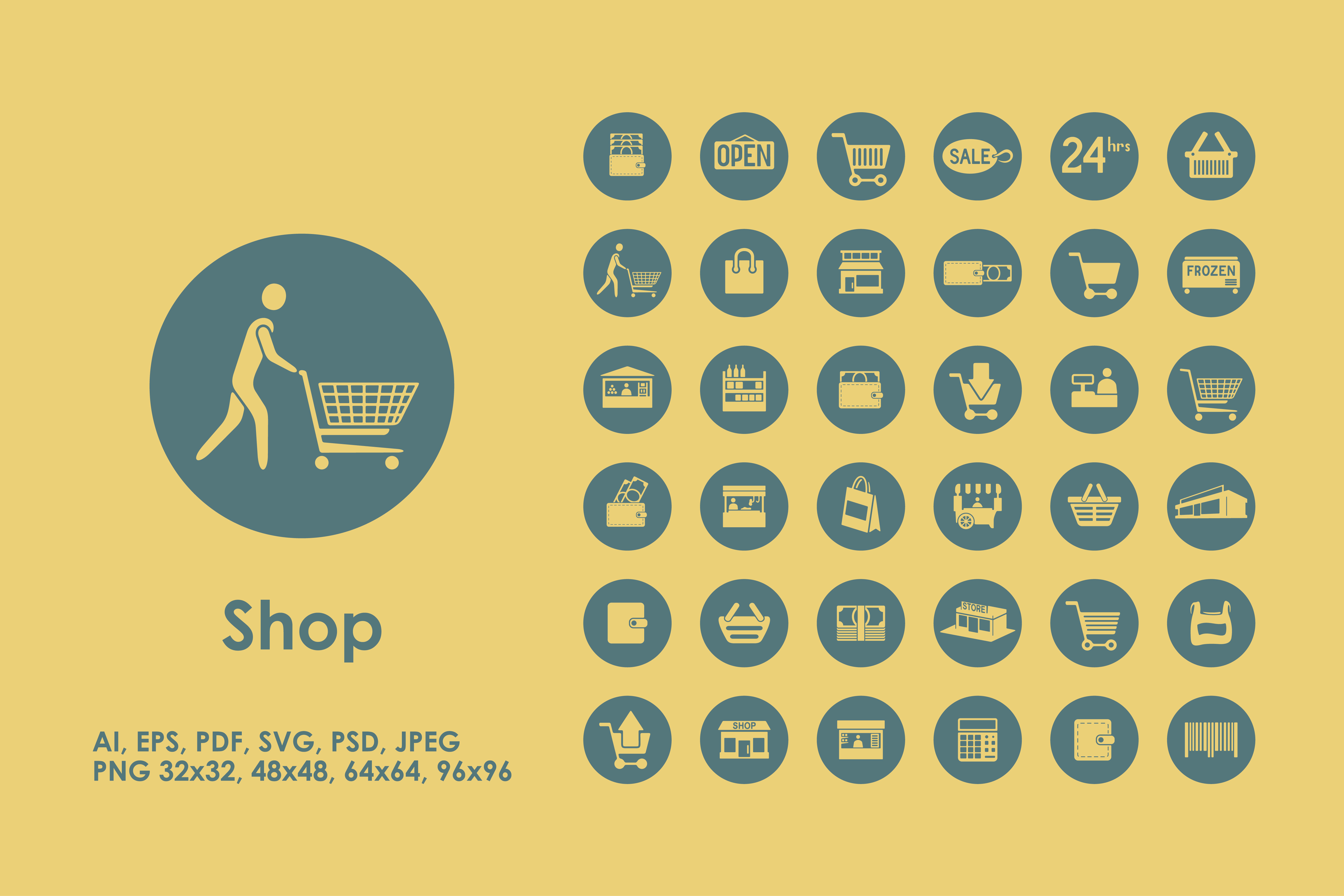 36 shop icons, an Icon by Palau