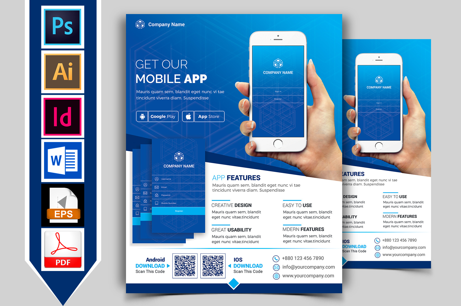 Mobile App Promotional Flyer Vol-03, a Flyer Template by Imagine Design ...