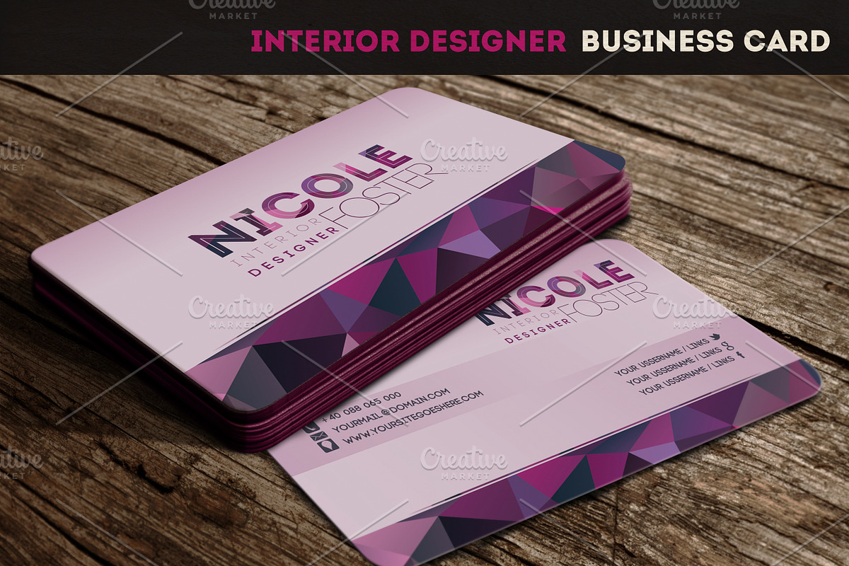 Interior Designer Business Card, a Business Card Template by Moon ...