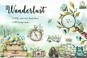 Wanderlust - Watercolor Travel Clipart | Creative Market