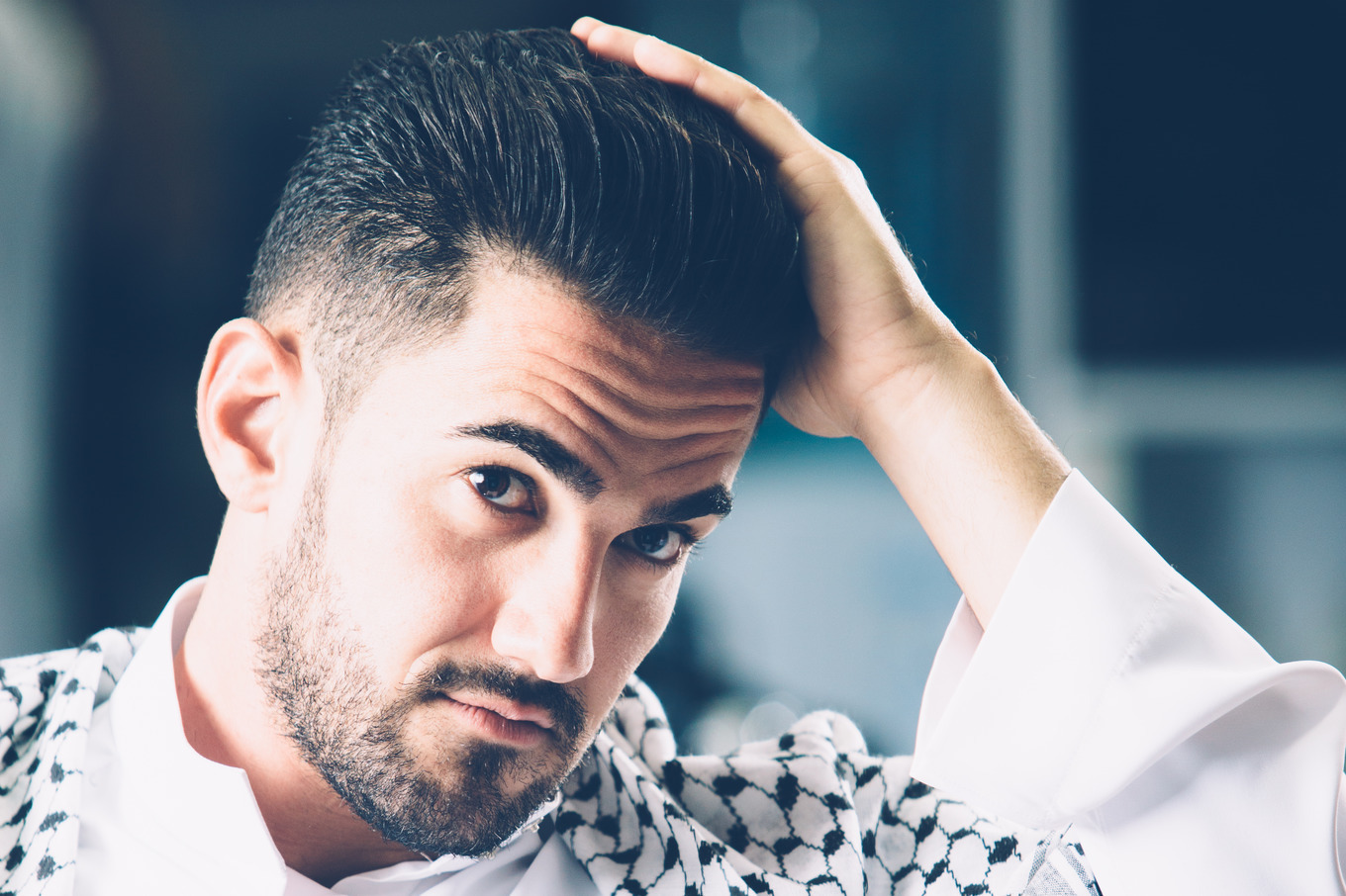 Stylish man touching hair stock photo containing man and stylish, a ...