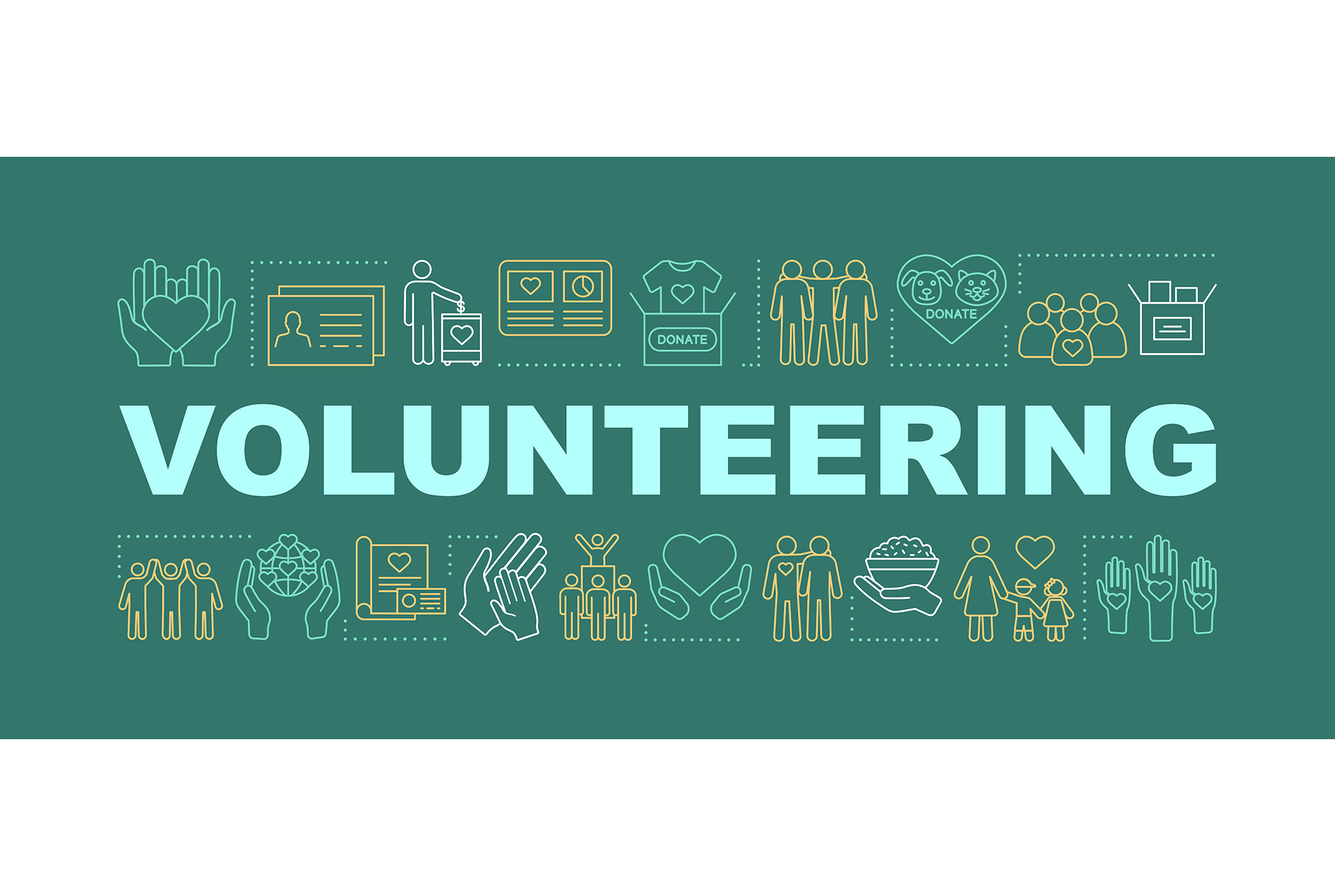 Volunteering word concepts banner | Outline Icons ~ Creative Market