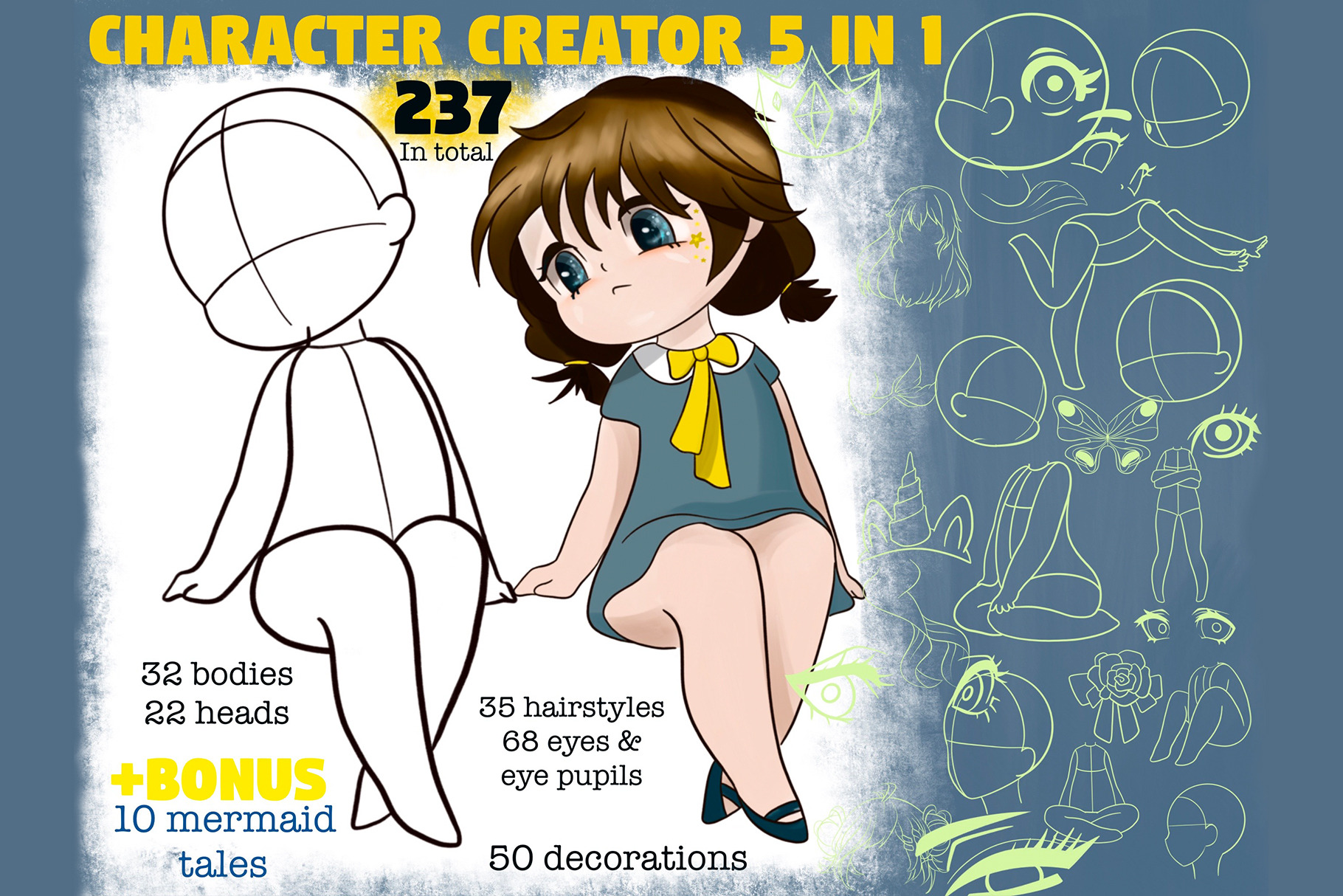 Procreate Cartoon Creator Toolkit, a Brush Add-On by HabitusDesigns