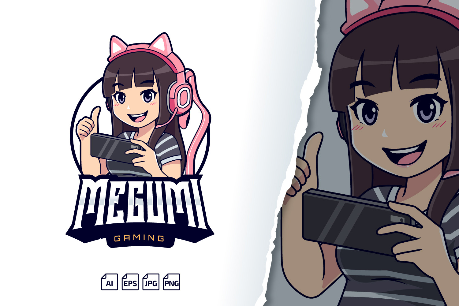 Megumi Logo Gamer Girl, a Branding & Logo Template by tkzgraphic