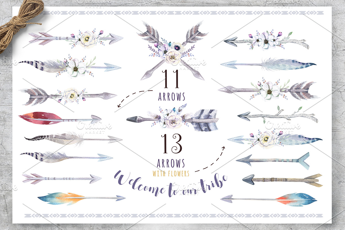 Tribe watercolor boho arrows II, a Decorative Illustration by Peace ART