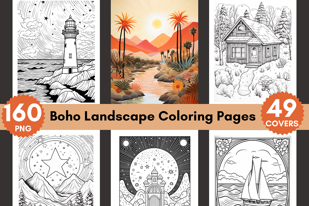 Boho Landscape Coloring Pages