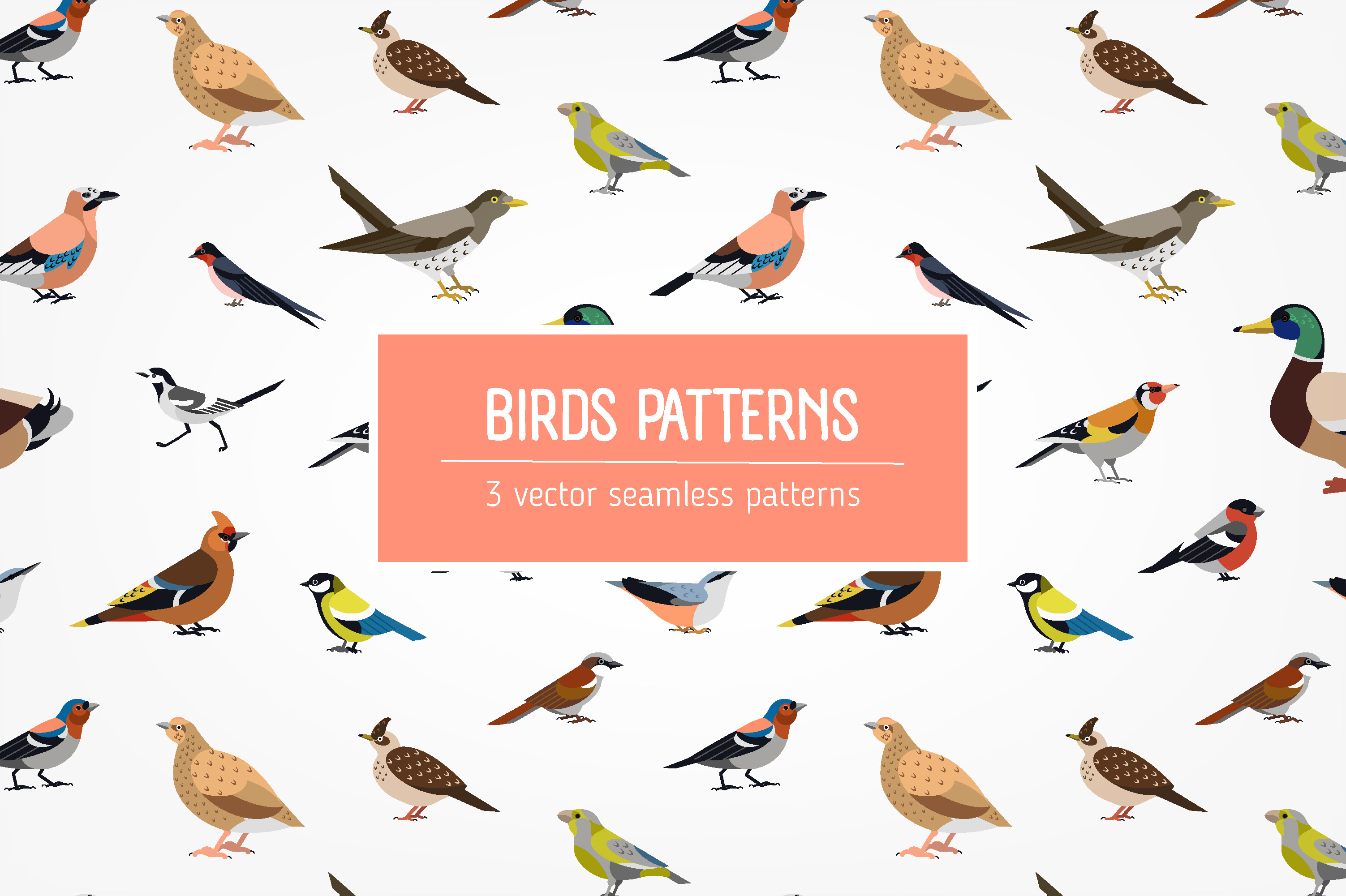 Birds seamless patterns set, a Pattern Graphic by Good Studio