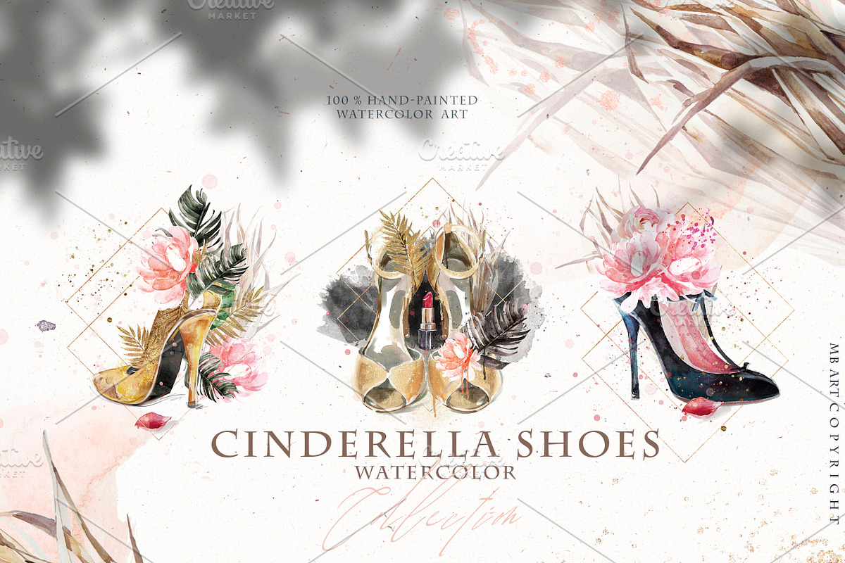 Cinderella shoes watercolor, an Object Graphic by Alisa Mikibith Art