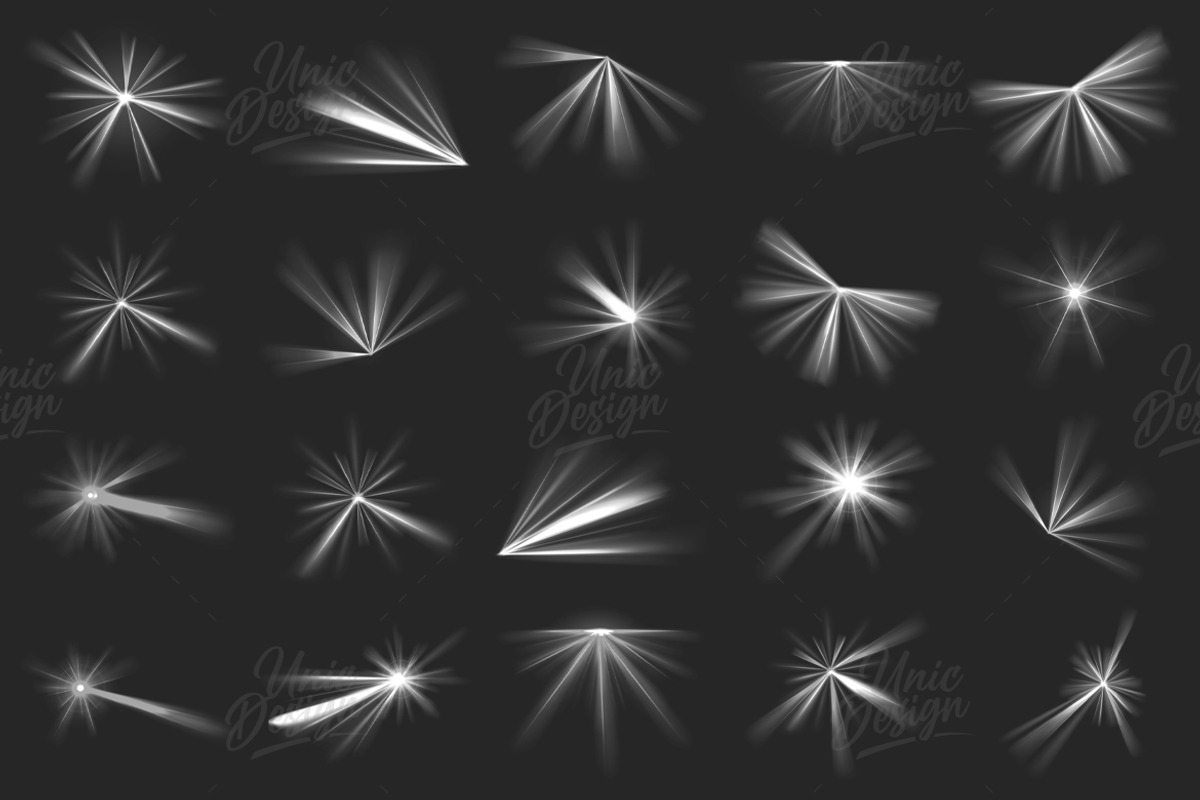 21 Light Beams Photoshop Brushes, a Brush Add-On by UnicDesign