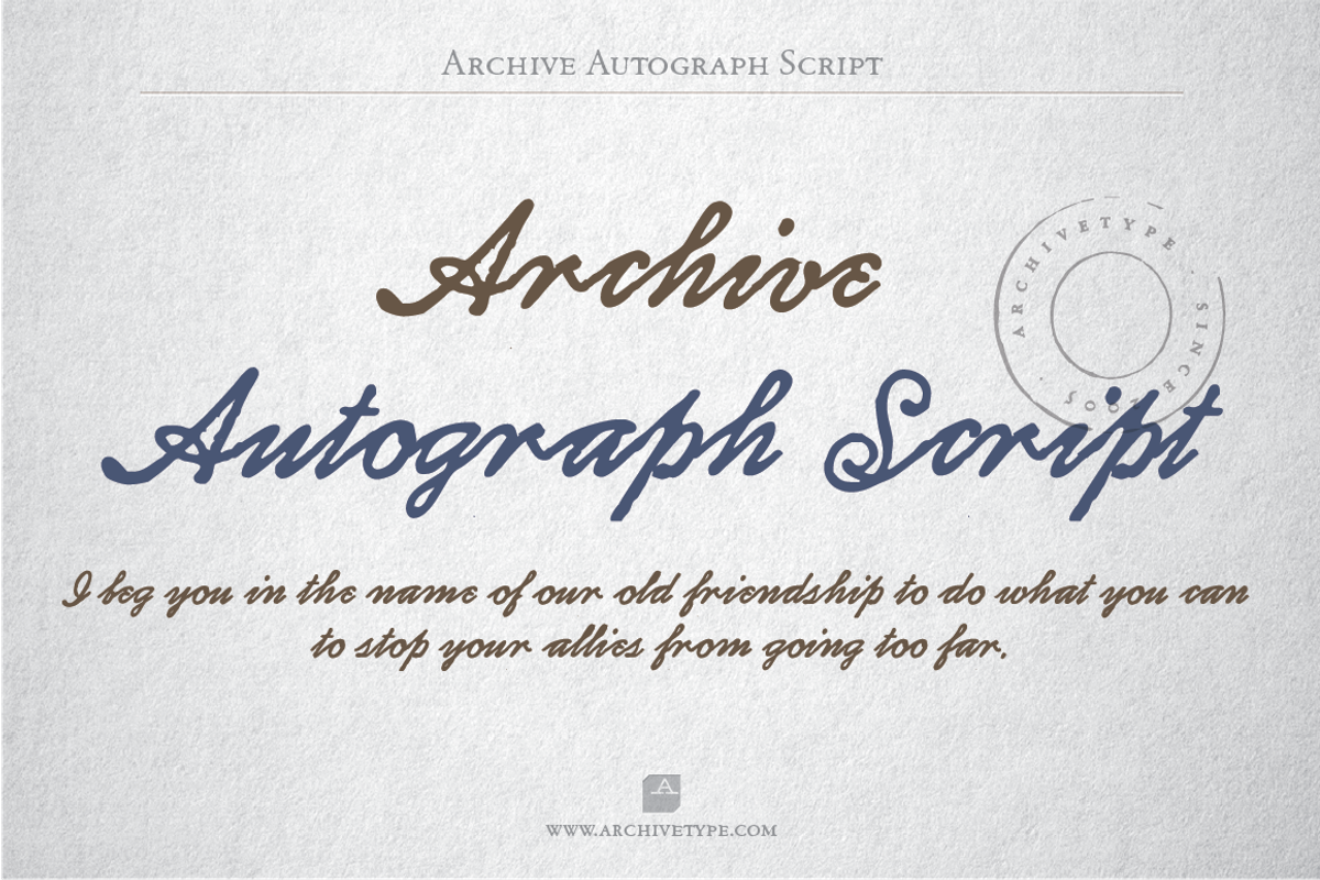 Archive Autograph Script, a Script Font by Archive Type Fonts