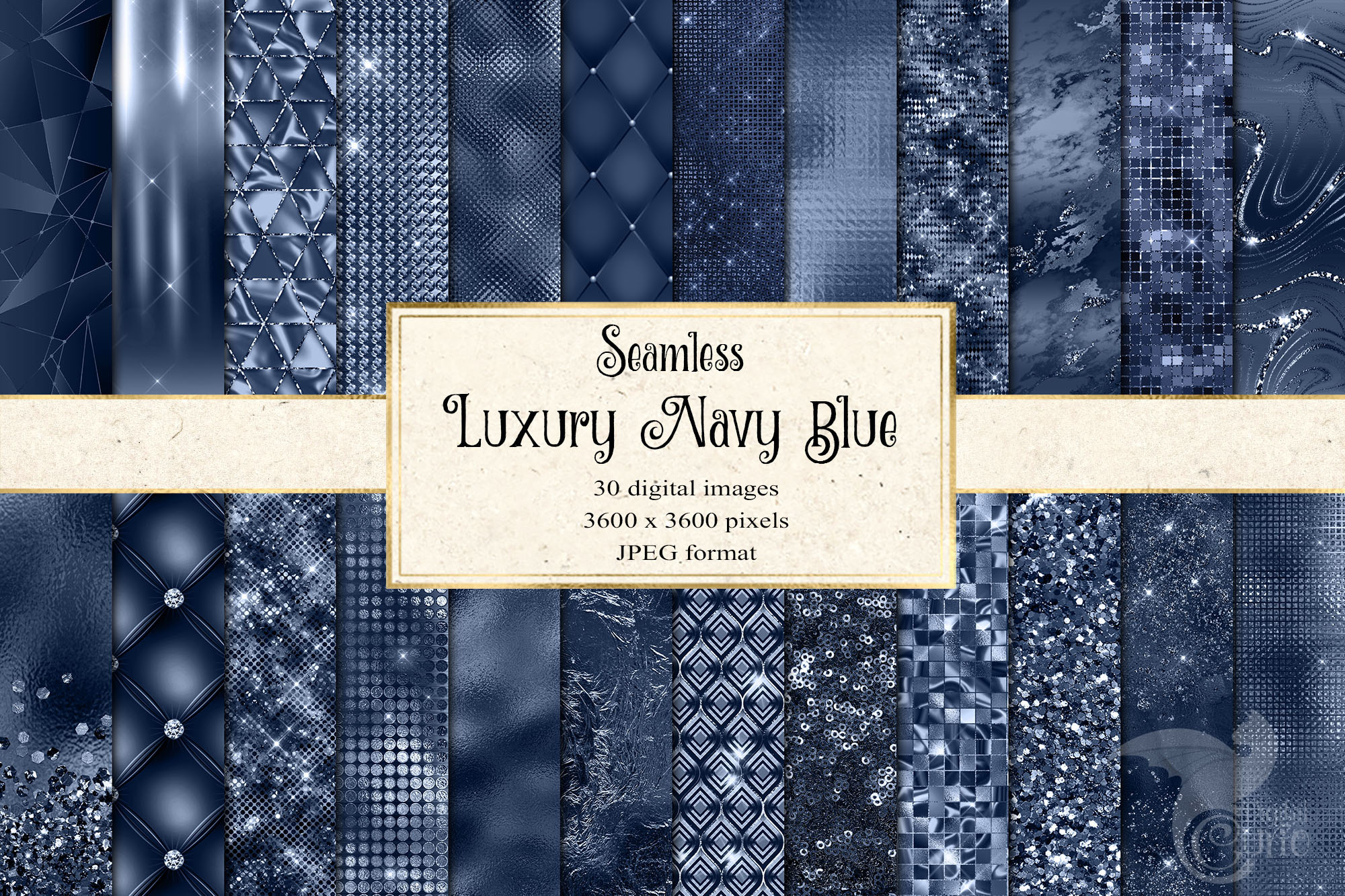 Luxury Navy Blue Digital Paper, a Texture Graphic by Digital Curio