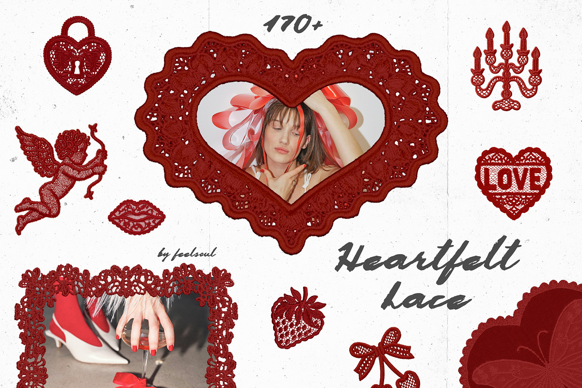 Heartfelt Lace Collection, an Object Graphic by Feelsoul