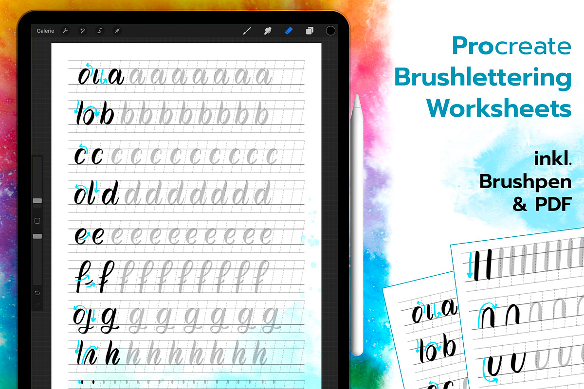 Procreate Brushlettering Worksheets, a Brochure Template by ...