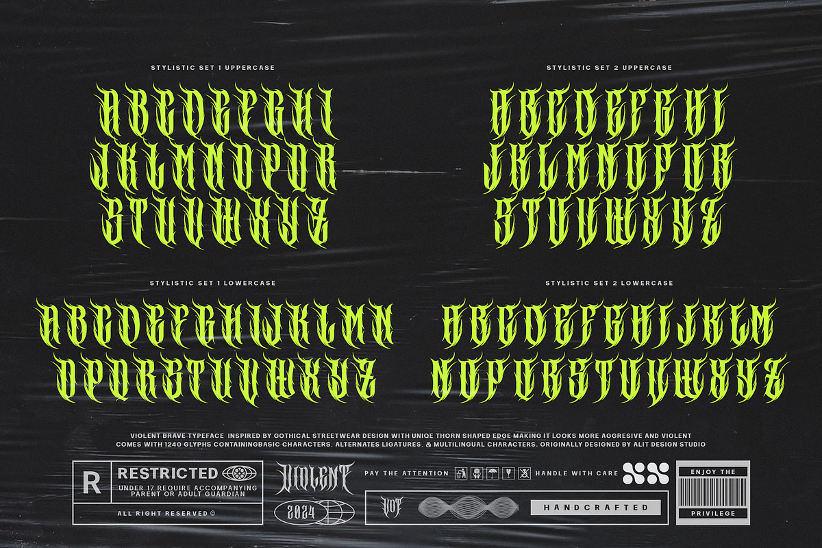 Violent Brave Brutalism Typeface, a Blackletter Font by alit design