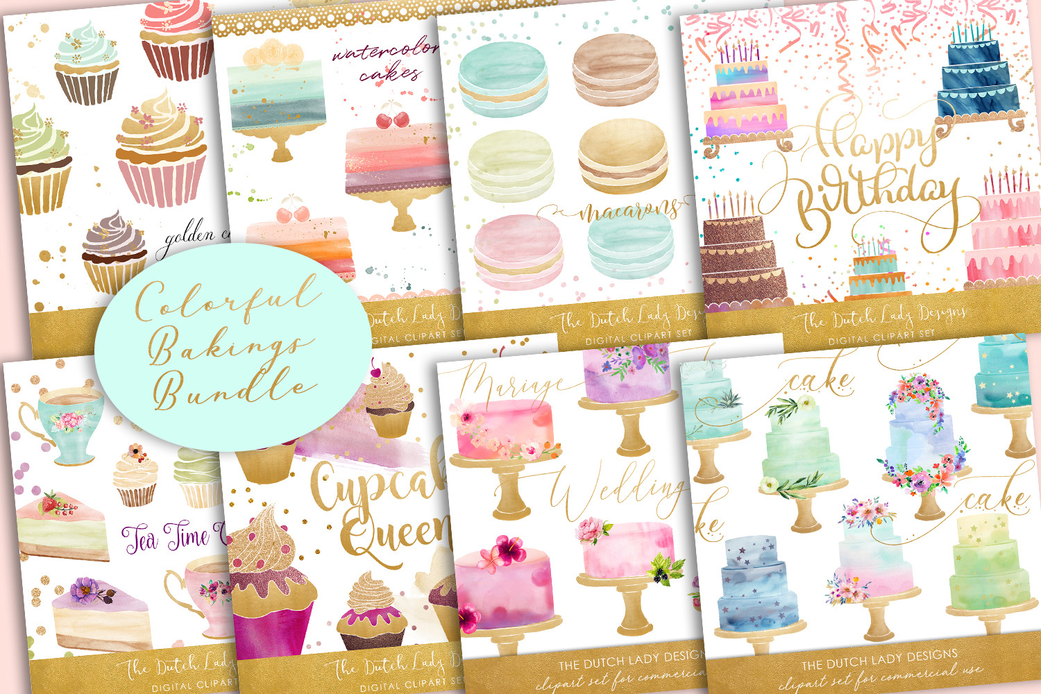 Colorful Sweet Baking Clipart Bundle, an Illustration by The Dutch Lady ...