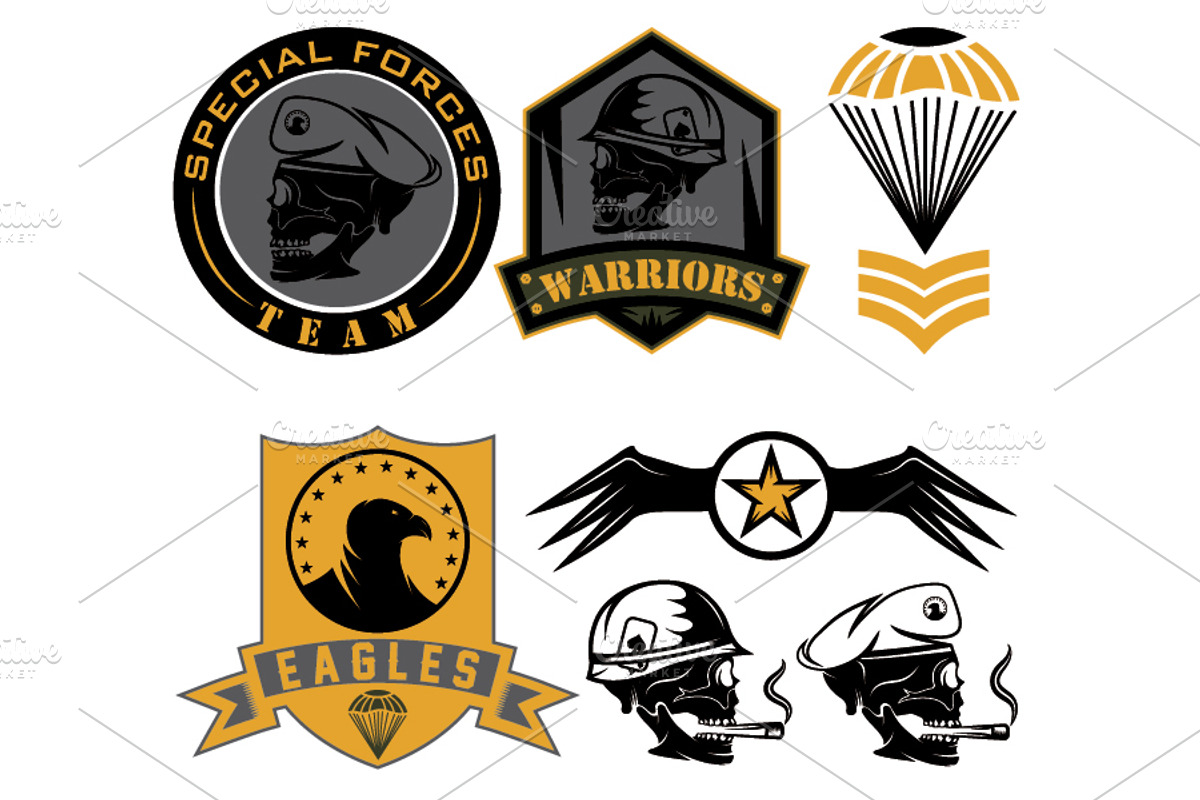 Unit military emblems, an Illustration by UVAconcept | Creative Market