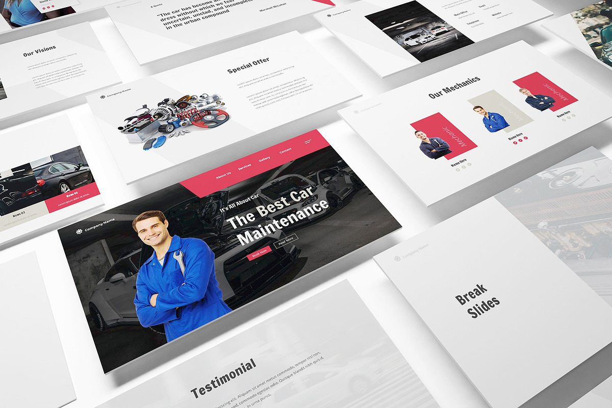 Car Repair Powerpoint Template, a Presentation Template by Formatika Studio