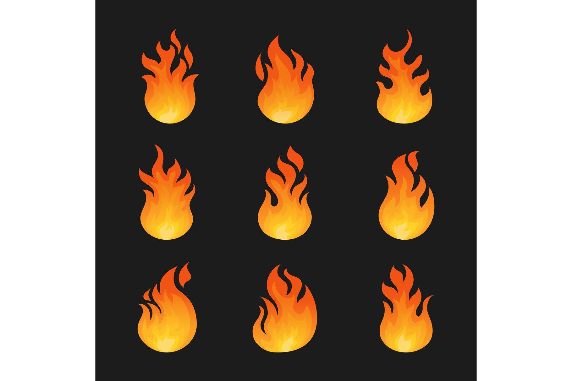 Set of isolated fire icon, burn sign, an Object Graphic by ...