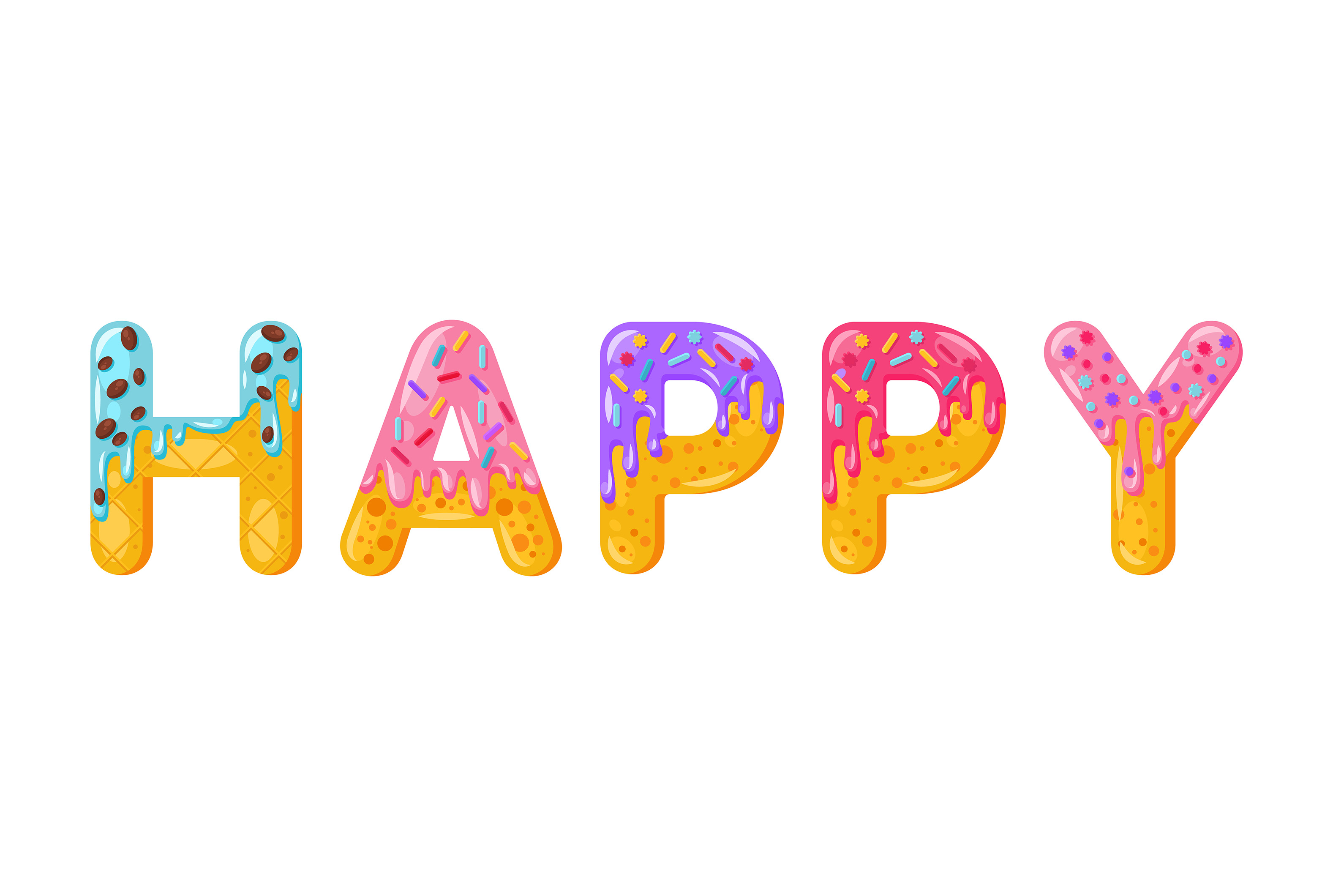 Donut cartoon happy biscuit word, a Templates & Theme by IMG visuals icons