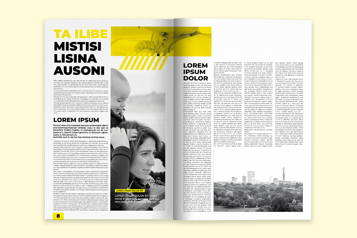 Modern yellow newspaper, a Magazine Template by McLittle Stock