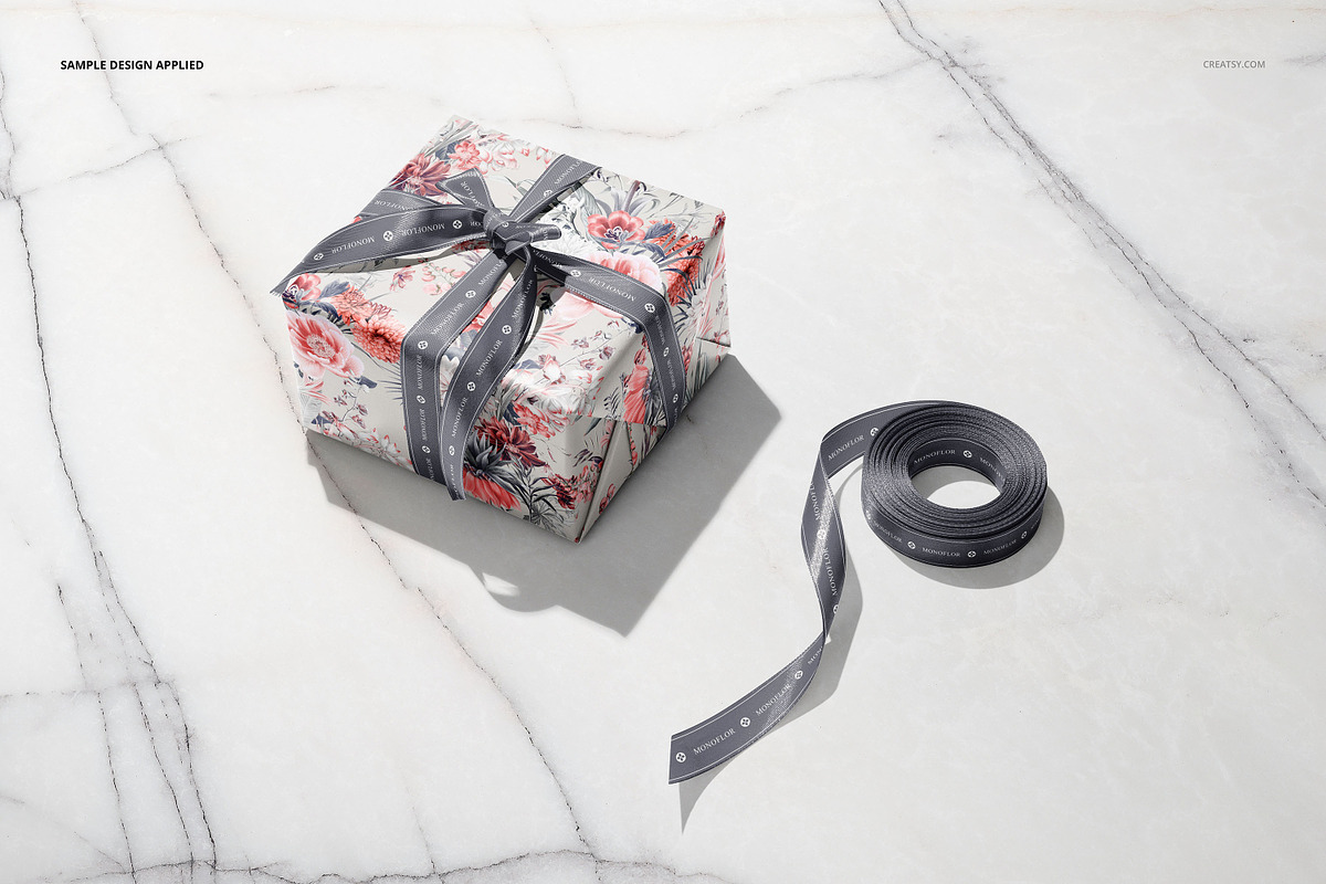 Gift Box Wrapping Paper Mockup Set, a Packaging Mockup by creatsy5