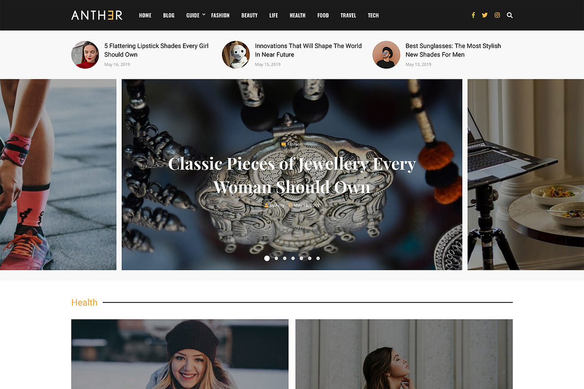 Anther - WordPress Blog News Theme, a WordPress Template by DesignOrbital