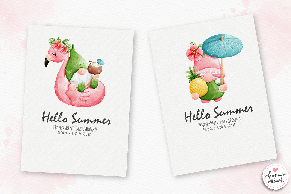 Gnome flamingo clipart, summer gnome, an Animal Illustration by ...
