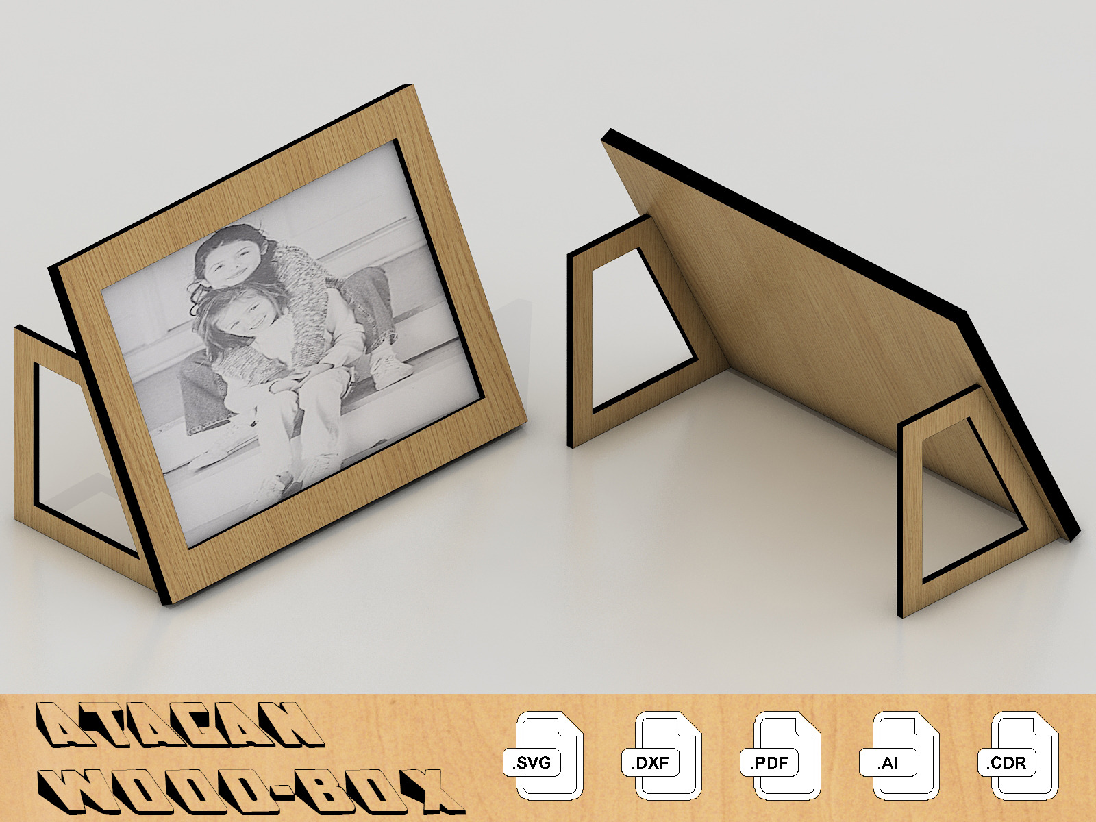 Pic Frame With Legs Laser Cut Files, a Graphic by AtacanDigital