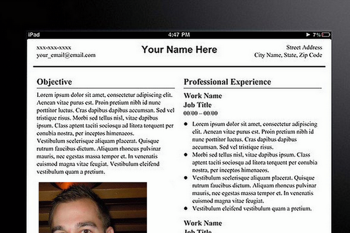 Tablet Template Resume, a Resume Template by Orange Resume