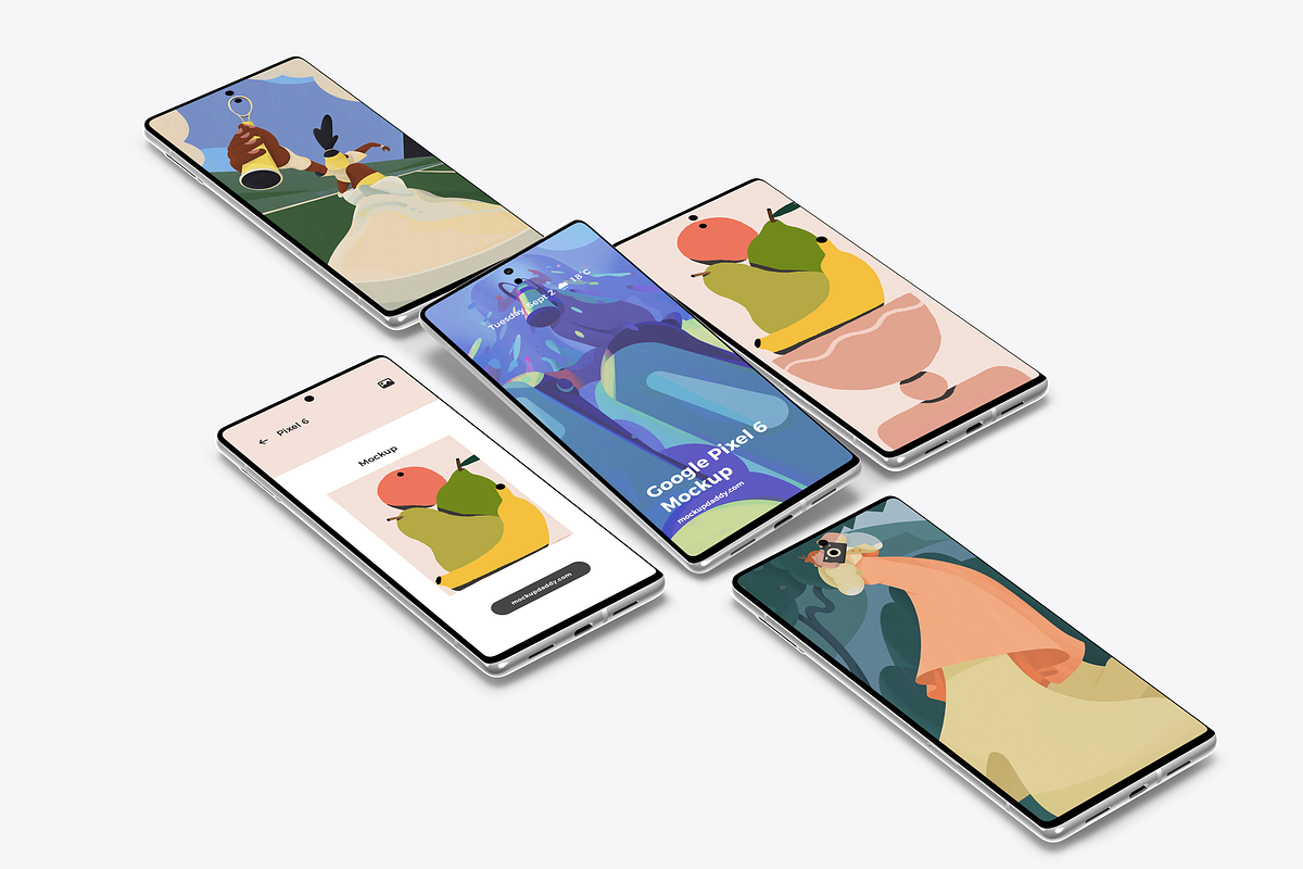 Google Pixel 6 Mockup, an Android Mockup by Mockupdaddy