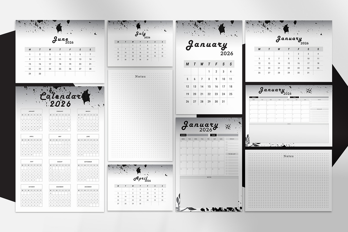 2026 Calendar, Landscape & Portrait, a Stationery Template by MNT-Creator