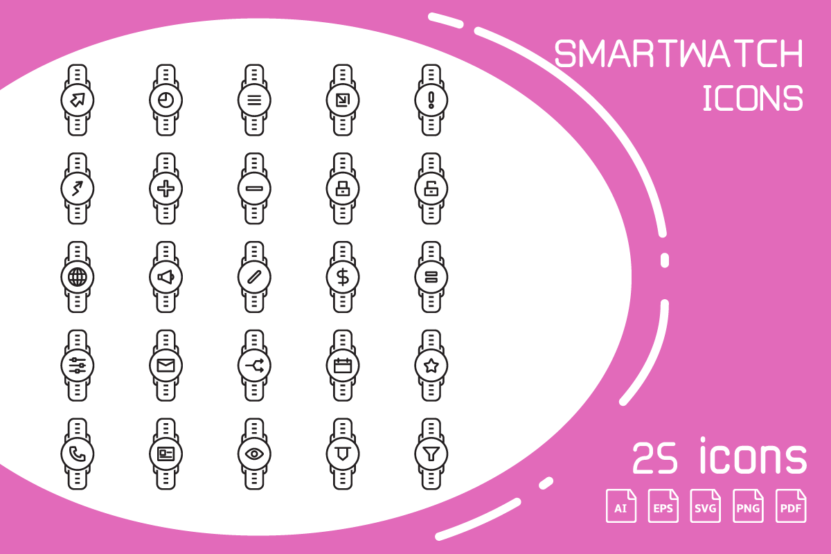 Smart Watch Gadget and Ui Icons, an Outline Icon by Designfour