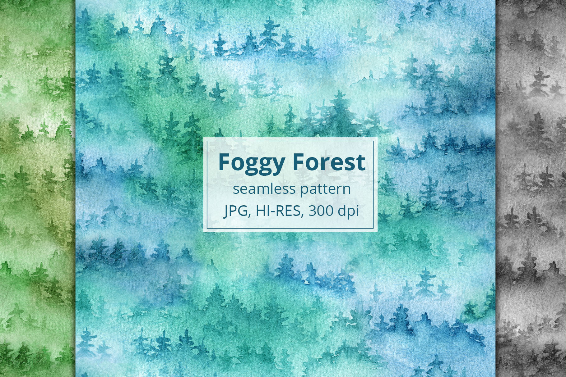 Foggy forest, watercolor background, a Pattern Graphic by Sveta Aho