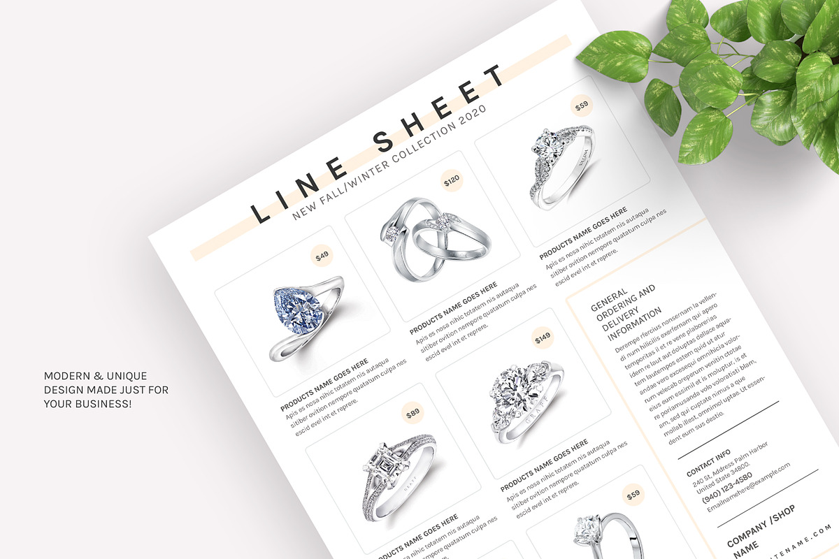 Modern Line Sheet Template, a Templates & Theme by Axpand