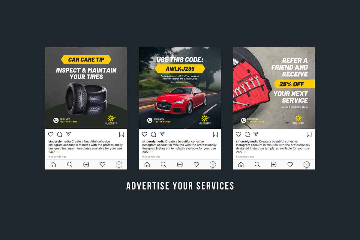 Mechanic Social Media Post Templates, a Social Media Template by ...