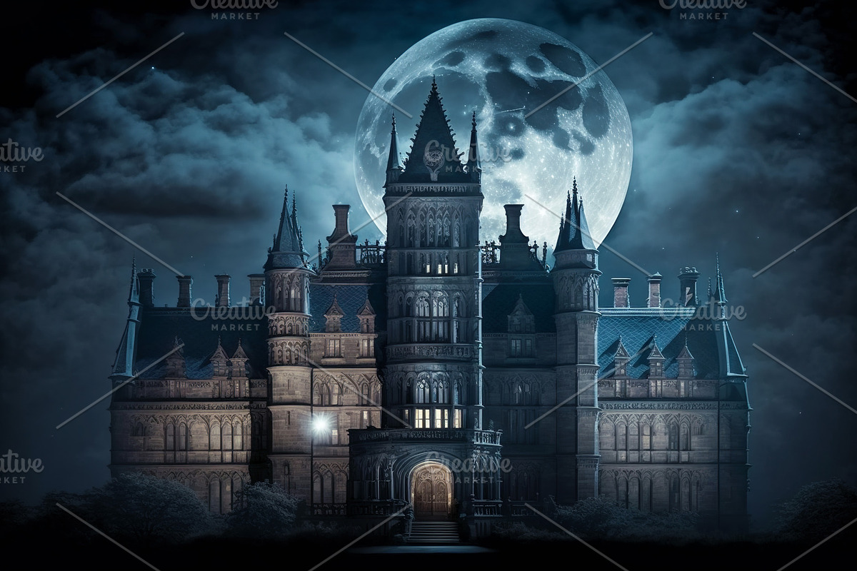Haunted Gothic castle at night, an Illustration by Lopatin Photo ...