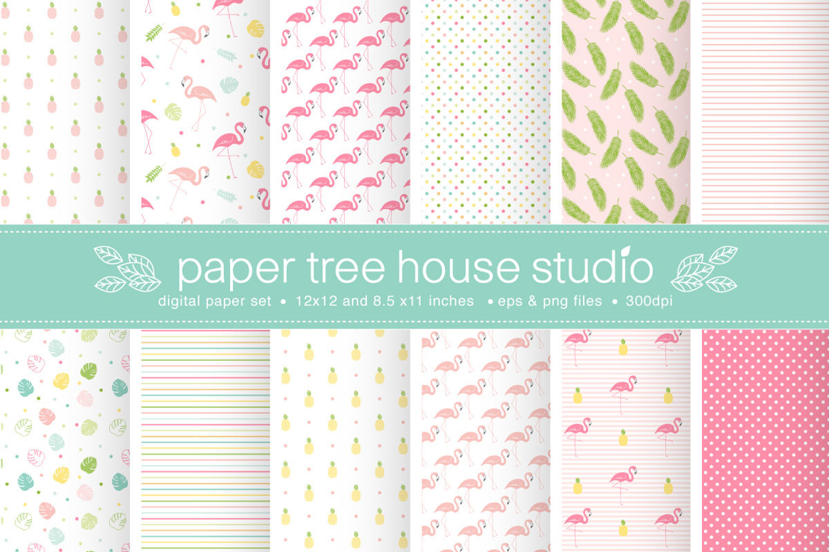 Seamless Tropical Flamingo Paper, a Pattern Graphic by Paper Tree House ...